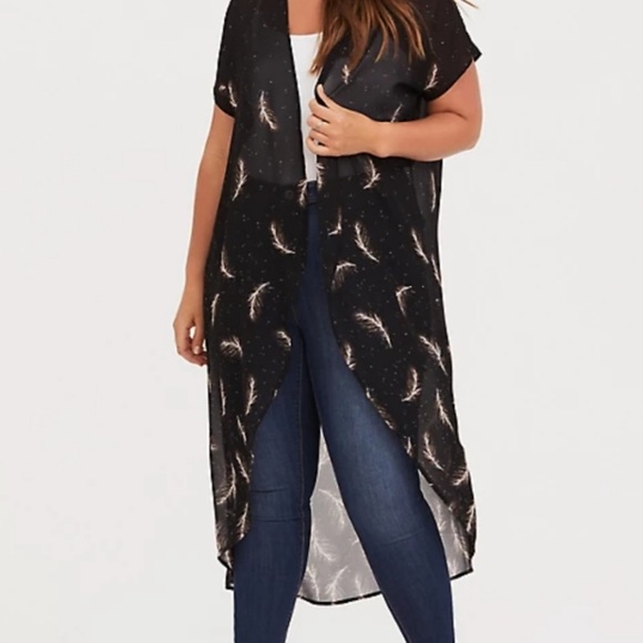 torrid | Kimonos & Yukatas | Torrid Black Chiffon Feather Kimono | Poshmark